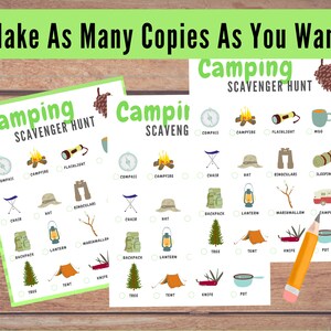 Printable Camping Scavenger Hunt for Kids Treasure Hunt Camping ...