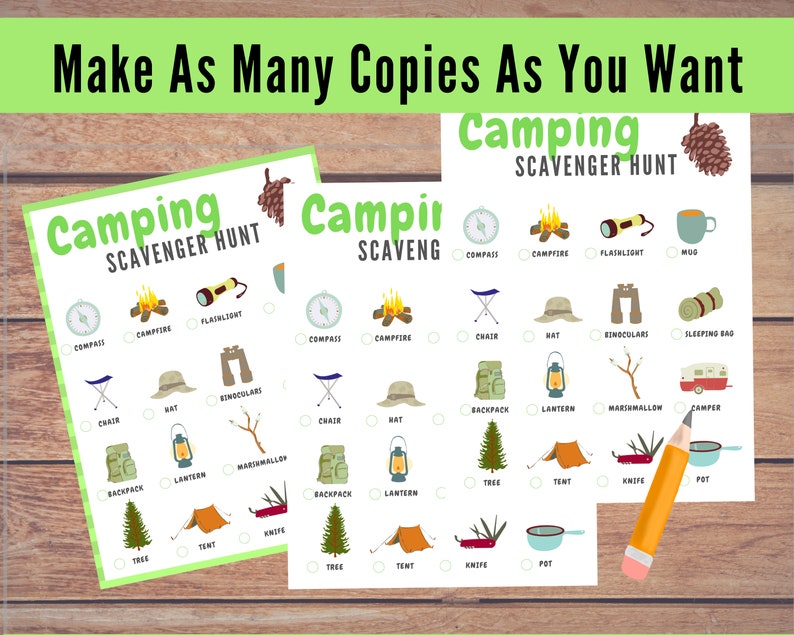 Printable Camping Scavenger Hunt for Kids Treasure Hunt Camping ...
