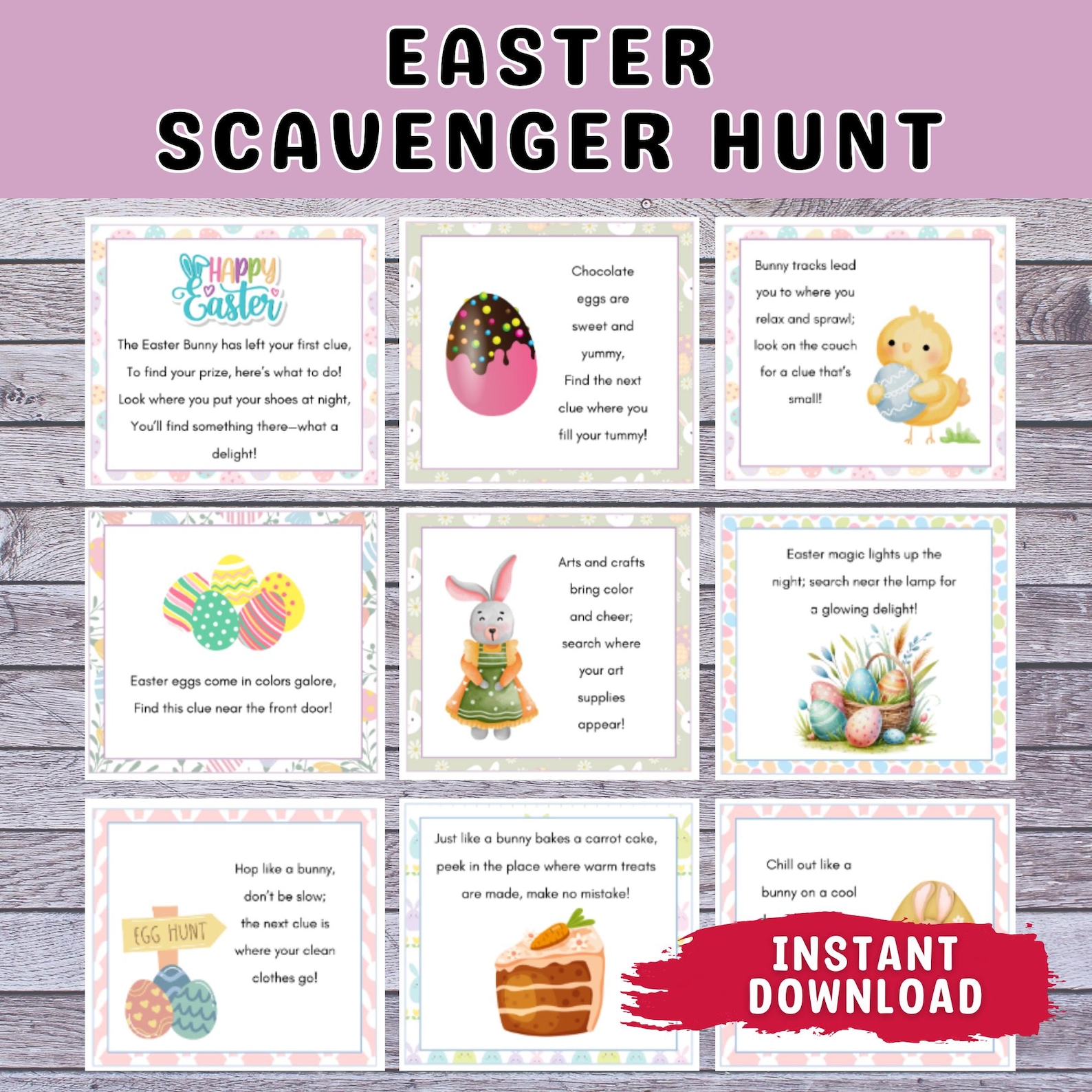 Kids Easter Scavenger Hunt, Treasure Hunt Riddles (PDF Printables) - Etsy