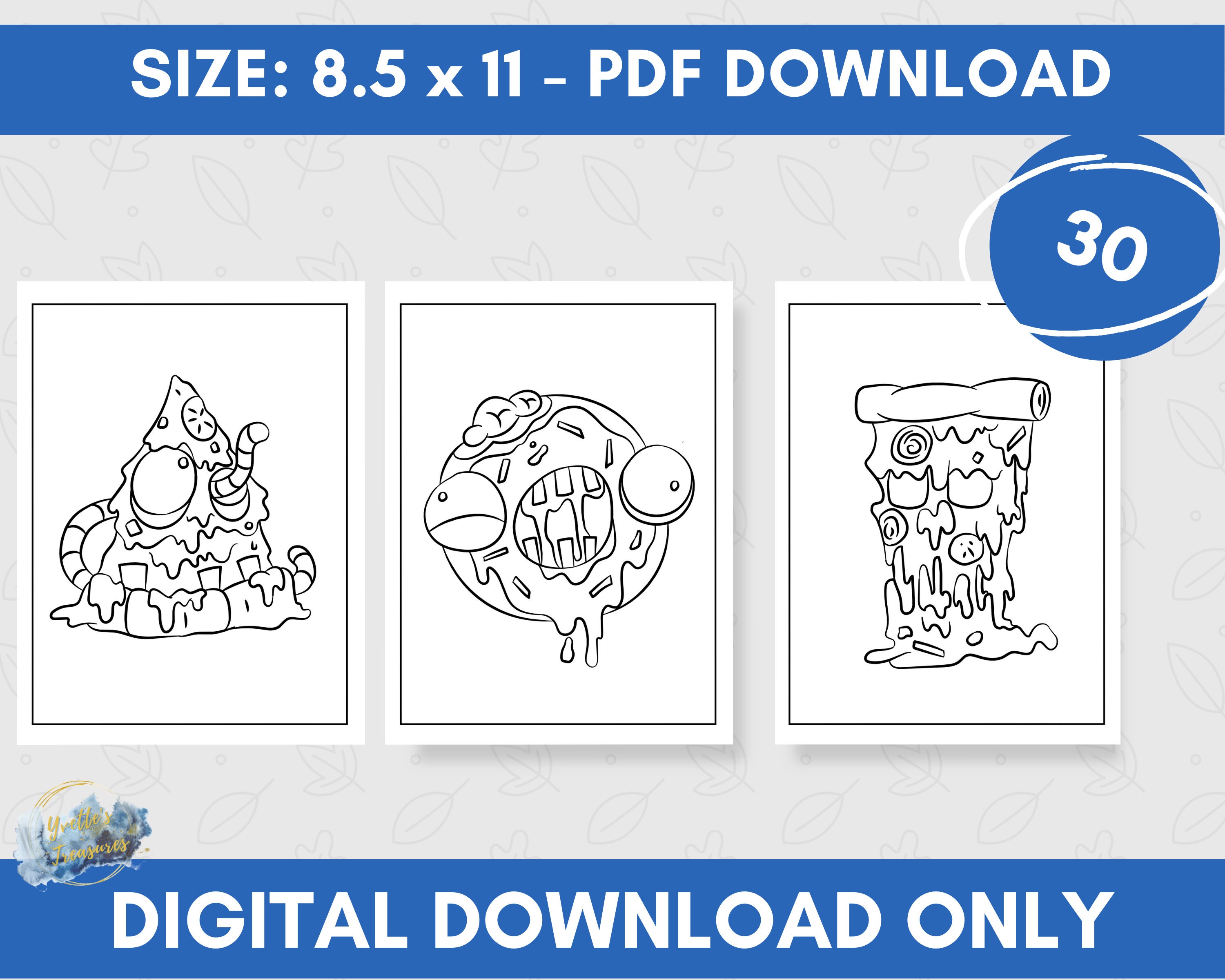 Zombie Food Coloring Pages: Halloween Printable Activity (digital ...