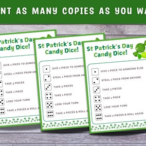 St Patricks Day Candy Dice Games Printable, Classroom Activities, Candy ...