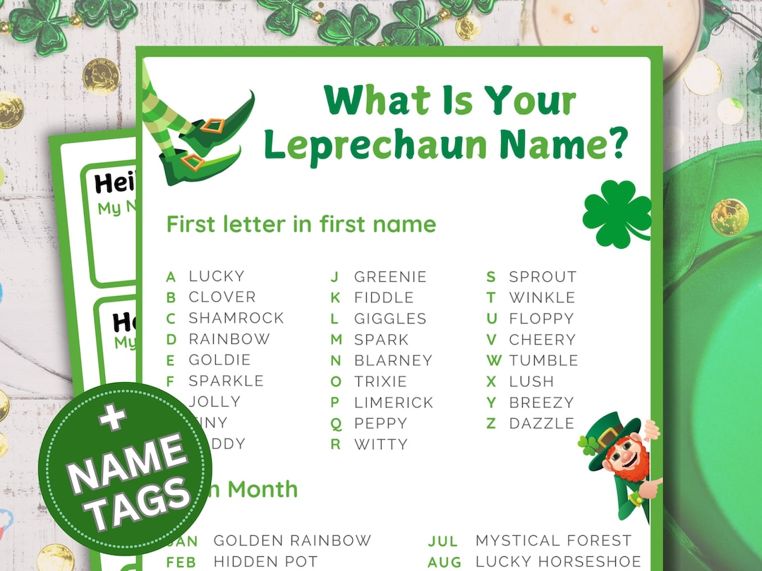 What is Your Leprechaun Name, St Patricks Day Printable Games ...