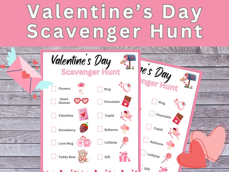Valentines Day Scavenger Hunt for Kids School, Outdoor Valentines ...