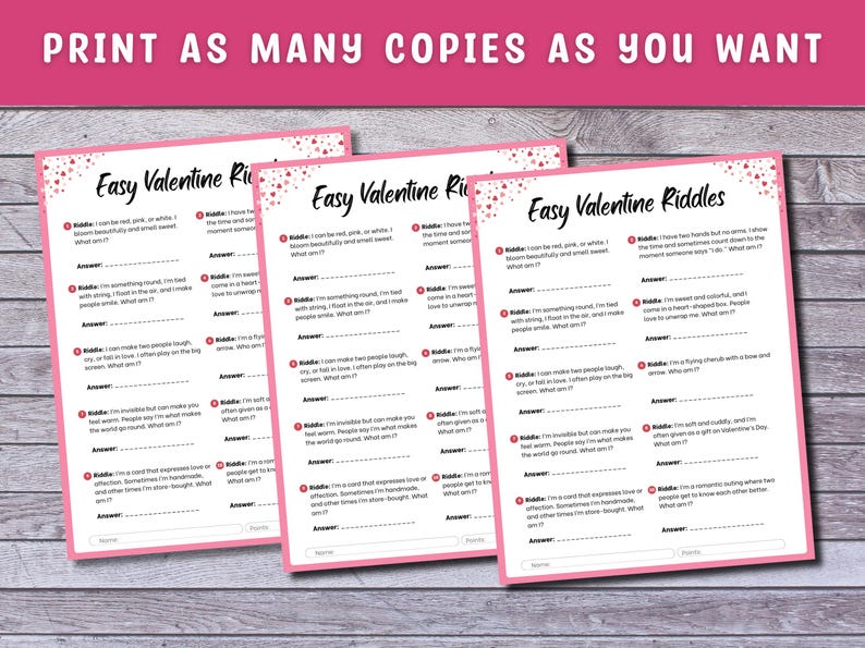 Valentine Riddles | Printable Valentine Games | Valentines Day Activity ...