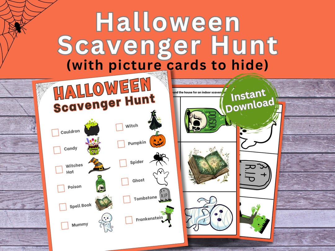 Halloween Scavenger Hunt, Printable Indoor Treasure Hunt for Kids, Fun ...