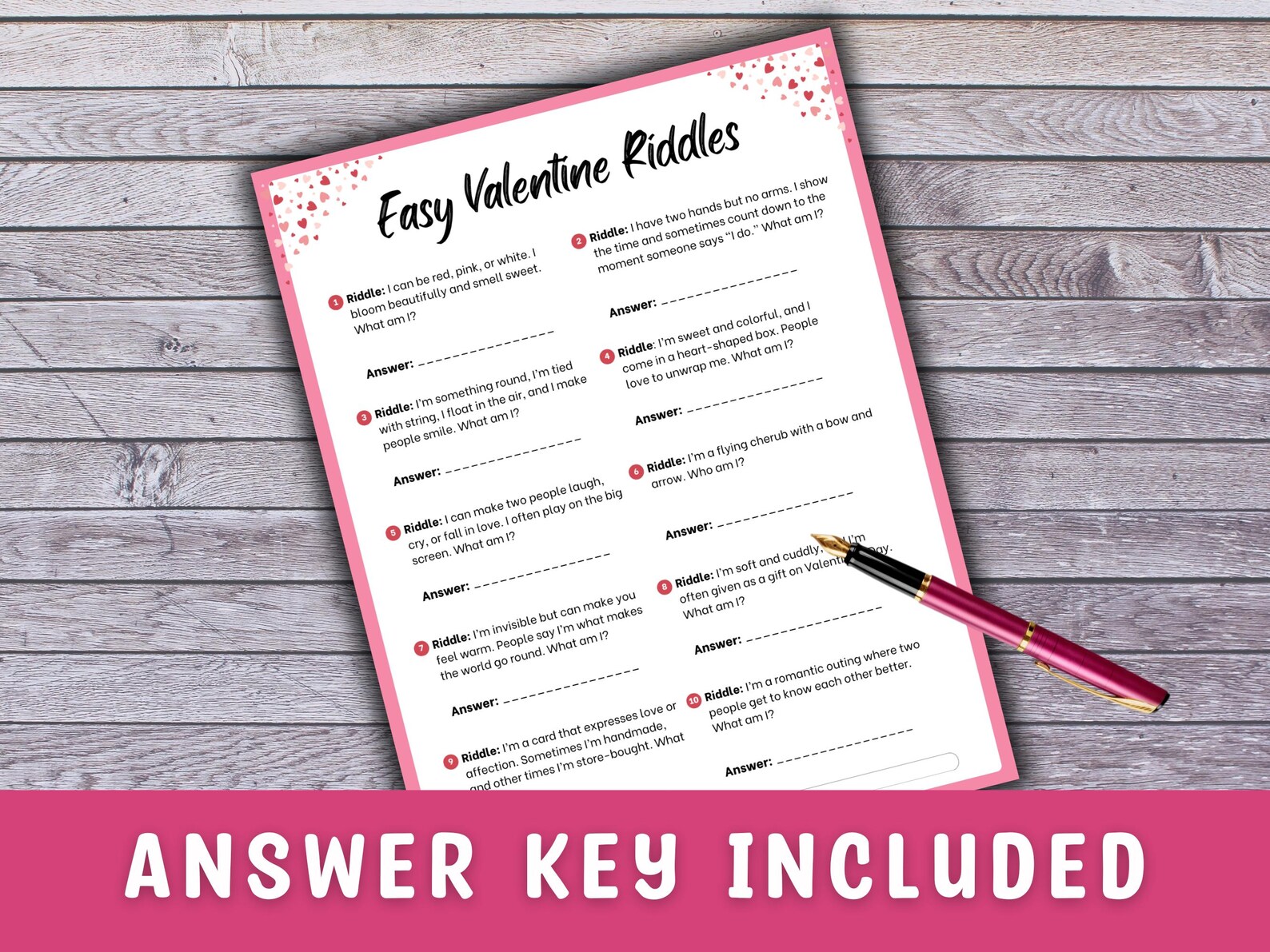 Valentine Riddles | Printable Valentine Games | Valentines Day Activity ...