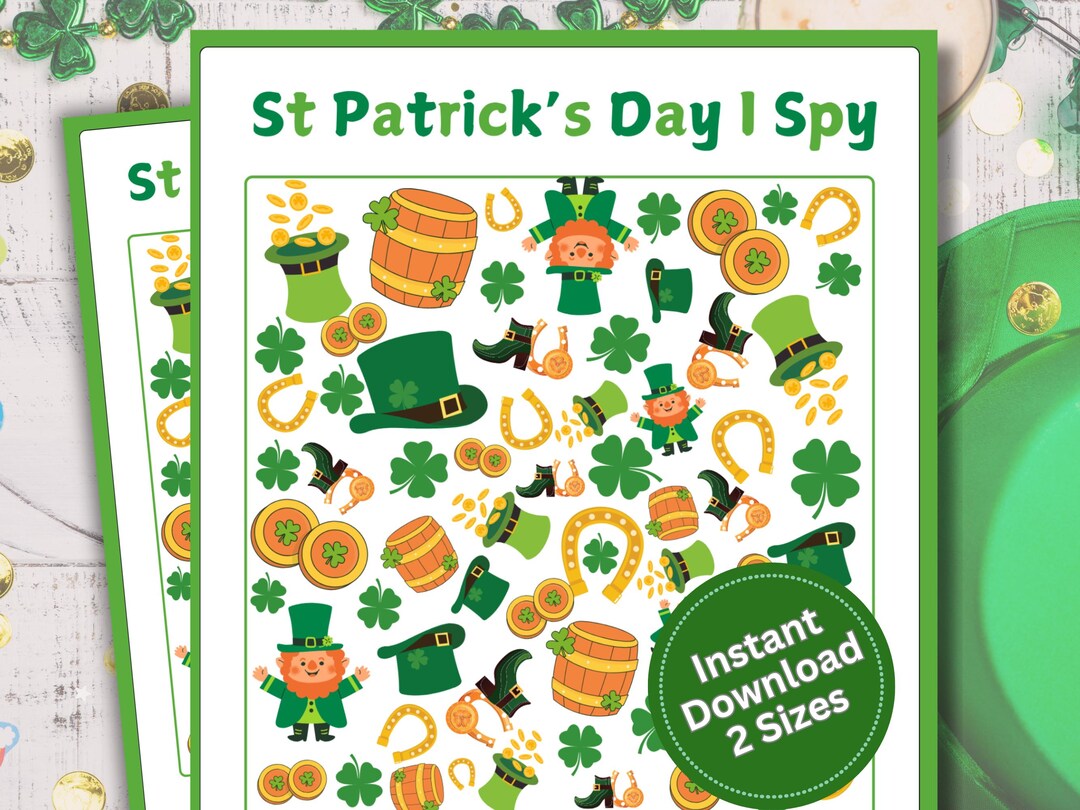 I Spy Printable St. Patricks Day, I Spy Worksheet, St. Paddy's Day ...