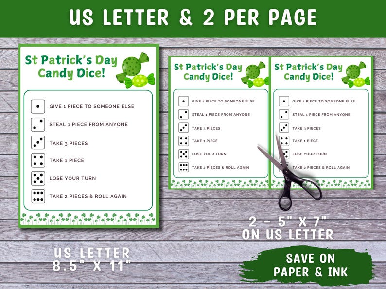 St Patricks Day Candy Dice Games Printable, Classroom Activities, Candy ...