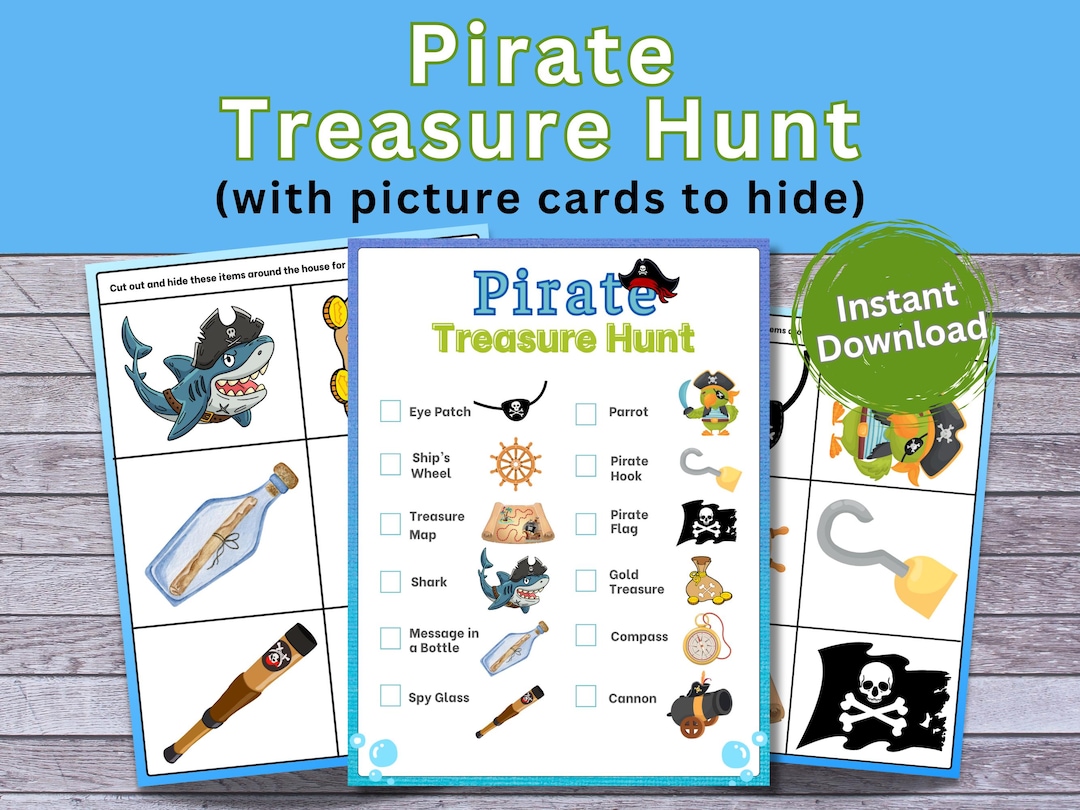 Pirate Treasure Hunt, Scavenger Hunt for Kids, Pirate Birthday Party ...