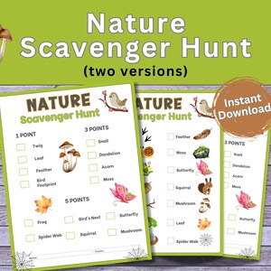 Nature Walk Scavenger Hunt Printable: Kids Outdoor Game (PDF) - Etsy