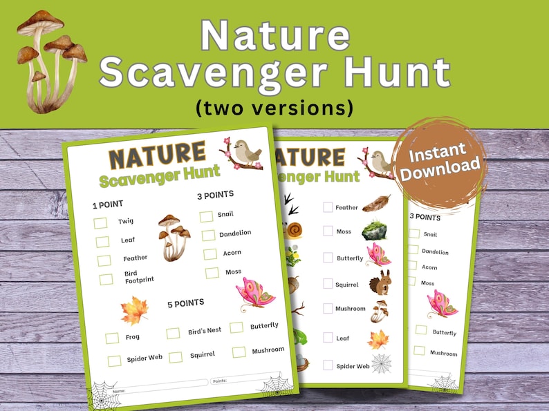 Nature Walk Scavenger Hunt Printable: Kids Outdoor Game (PDF) - Etsy