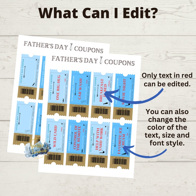 Editable Coupon Book for Dad, Printable Father's Day Coupons, Father's ...