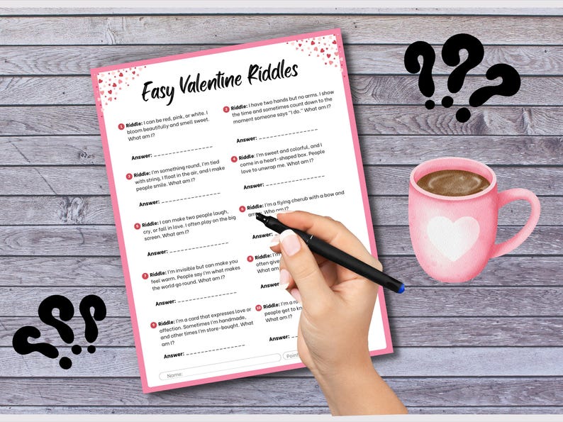 Valentine Riddles | Printable Valentine Games | Valentines Day Activity ...