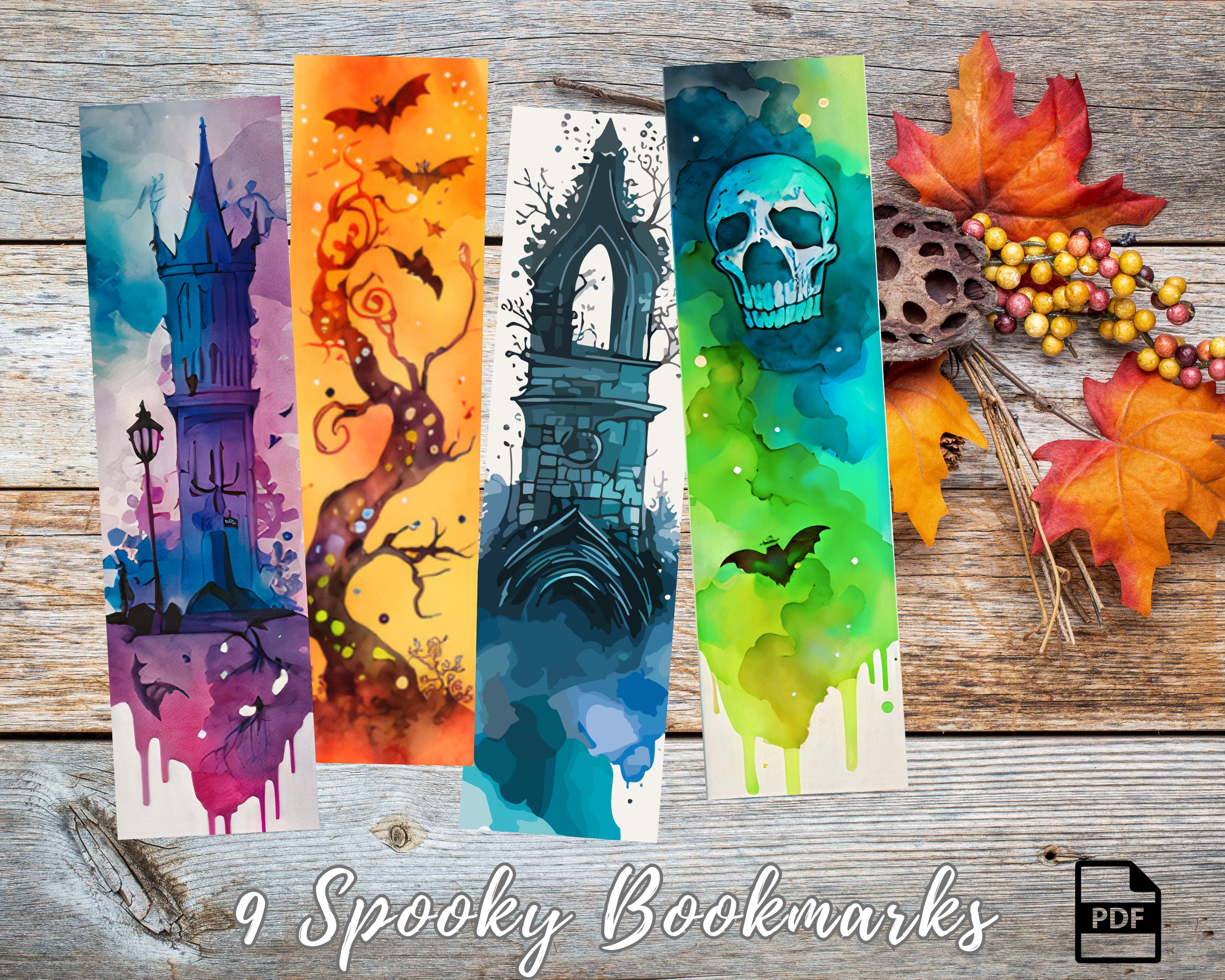Halloween Printable Bookmarks, Printable Bookmarks Horror, Halloween ...