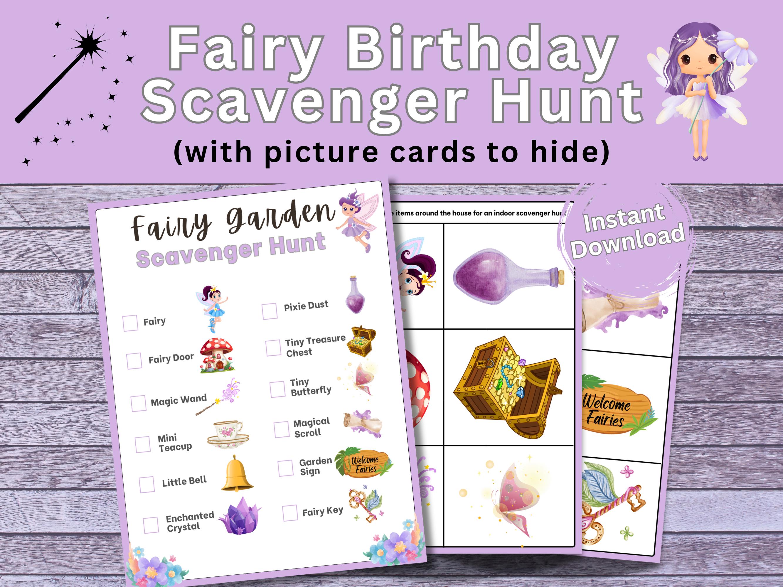 Fairy Birthday Scavenger Hunt for Kids Indoor, Printable Fairy Party ...