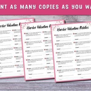 Valentine's Day Riddles Game: Printable Party Activity (PDF) - Etsy