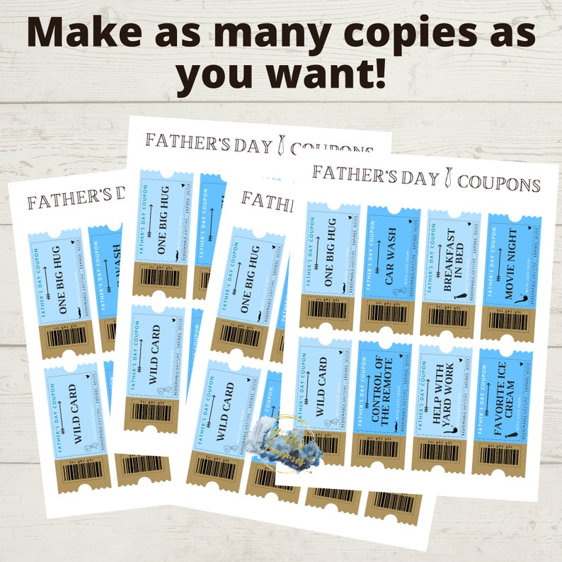 Editable Coupon Book for Dad, Printable Father's Day Coupons, Father's ...