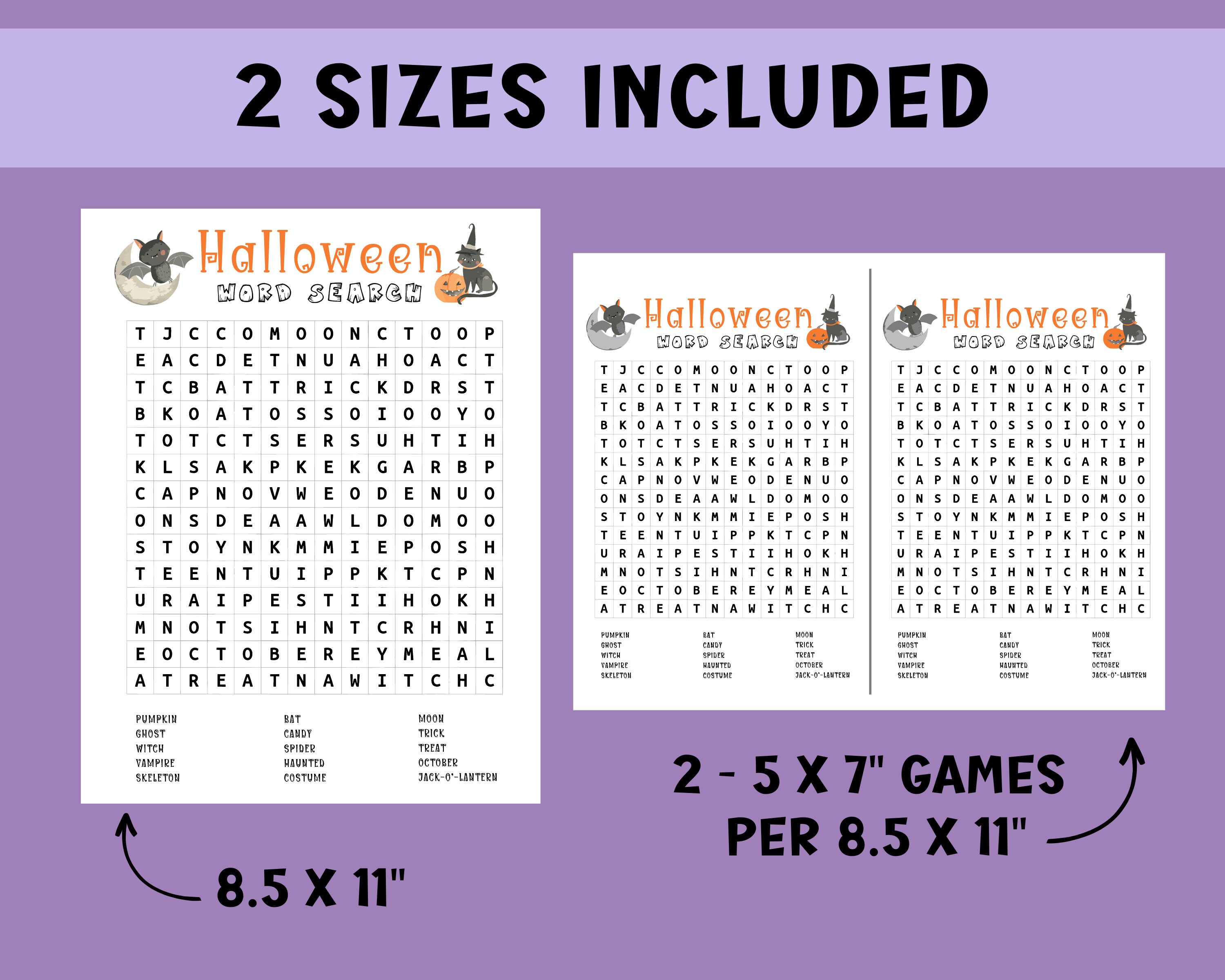 Halloween Word Search Game Printable Halloween Activity Word - Etsy