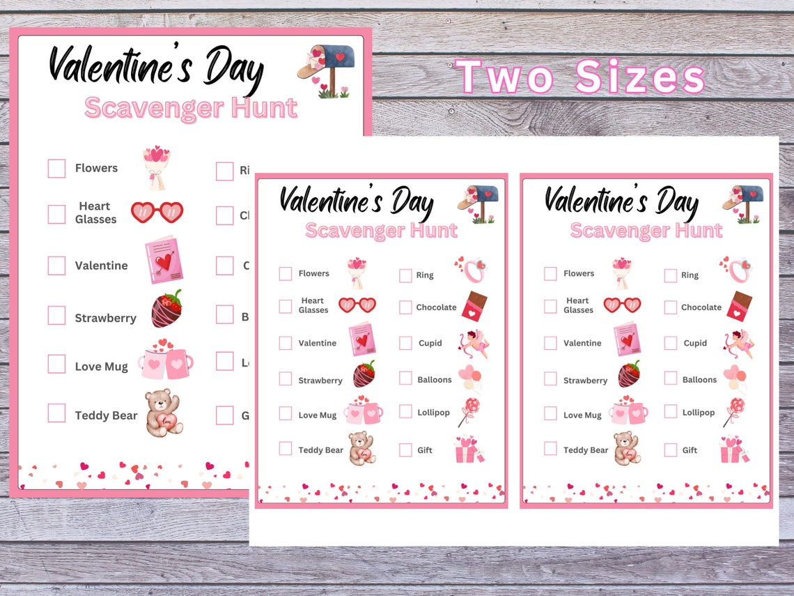 Valentines Day Scavenger Hunt for Kids School, Outdoor Valentines ...