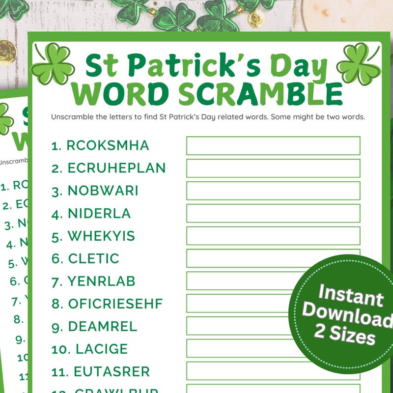St Patricks Day Word Scramble - Etsy