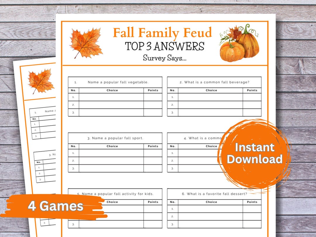 Fall Family Feud Game Night: Autumn Trivia (PDF) - Etsy