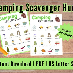 Printable Camping Scavenger Hunt for Kids Treasure Hunt Camping ...