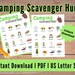 Printable Camping Scavenger Hunt for Kids Treasure Hunt Camping ...