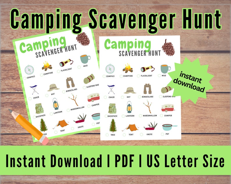 Printable Camping Scavenger Hunt for Kids Treasure Hunt Camping ...