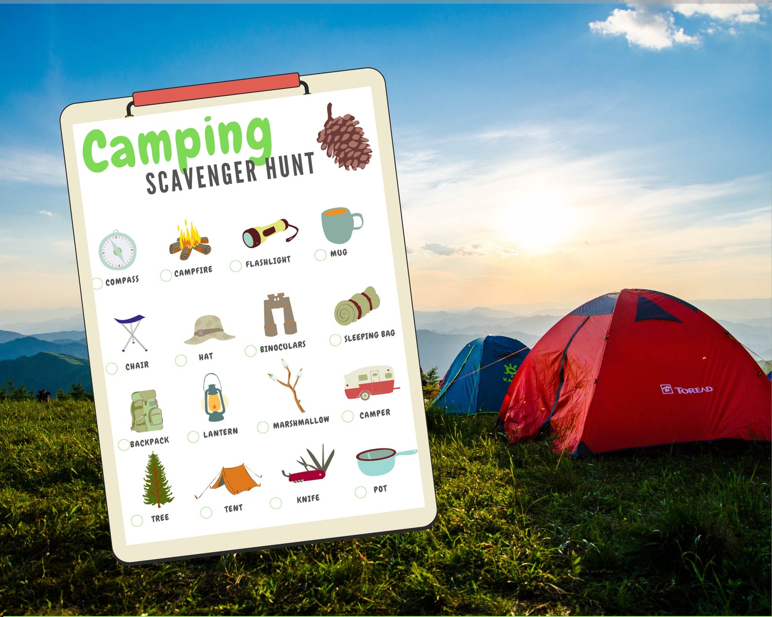 Printable Camping Scavenger Hunt for Kids Treasure Hunt Camping ...
