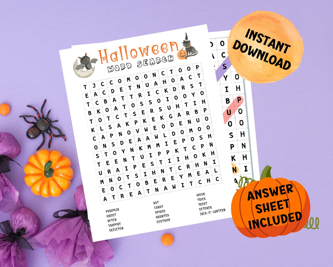 Halloween Word Search Game Printable Halloween Activity Word - Etsy