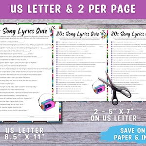 1980s Finish the Lyrics Quiz, 80s Trivia Game, Name That Tune, Name ...