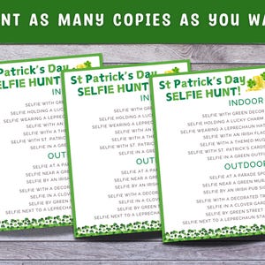 St Patricks Day Selfie Scavenger Hunt, St Patricks Party Games, Photo ...