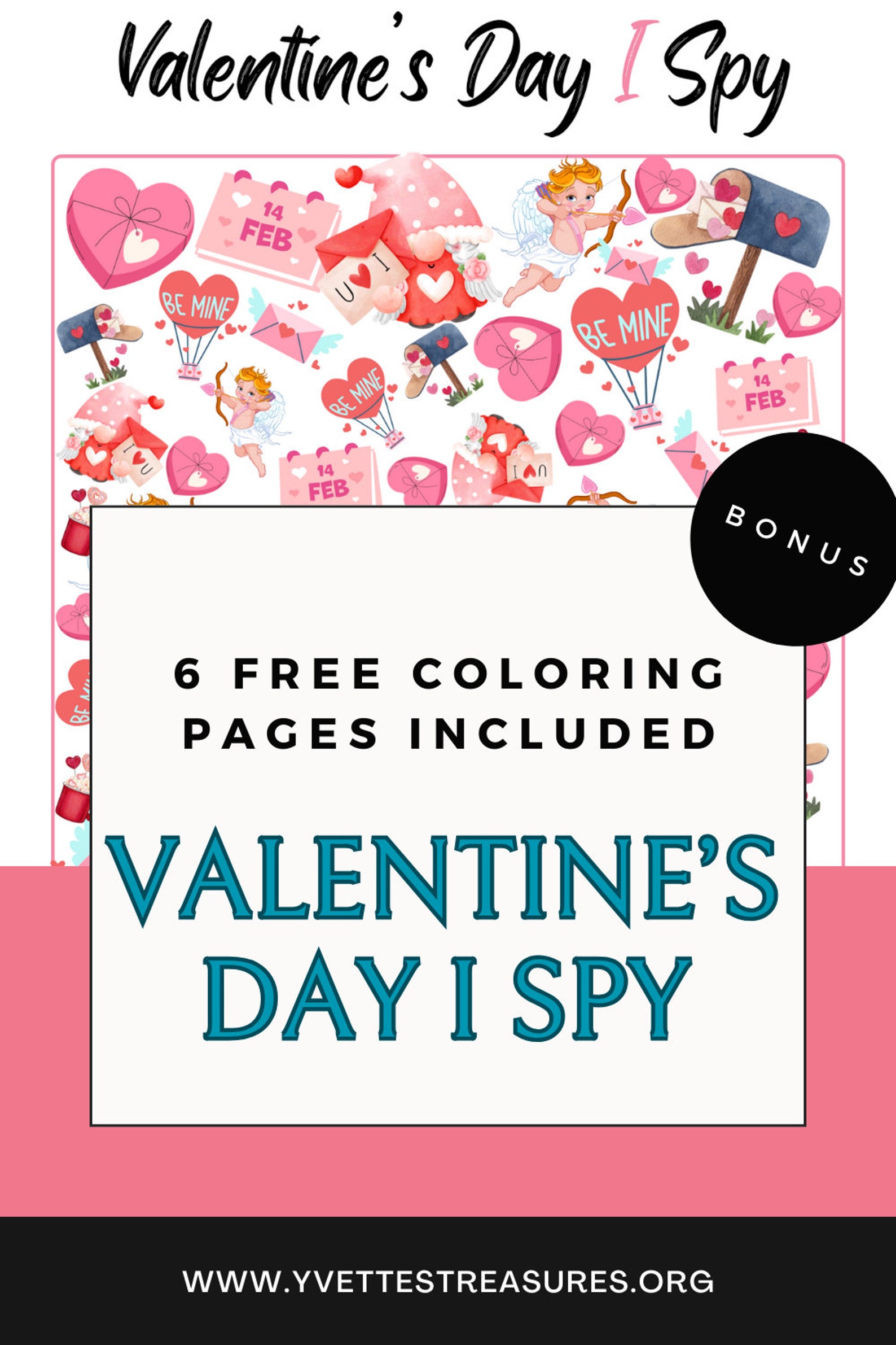 Valentine's Day I Spy Game, Kids Activity Sheet (PDF) - Etsy