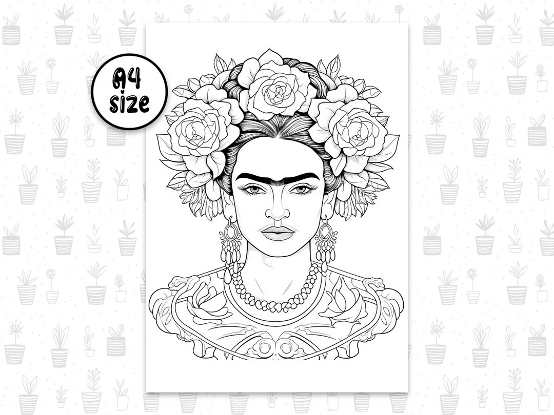 Frida Kahlo Colouring Page / A4 / PDF / Instant Download - Etsy