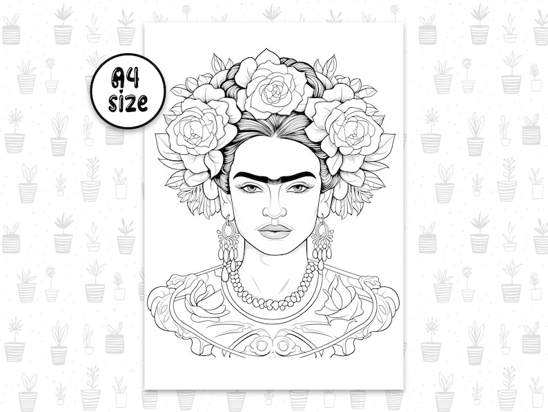 Frida Kahlo Colouring Page / A4 / PDF / Instant Download - Etsy