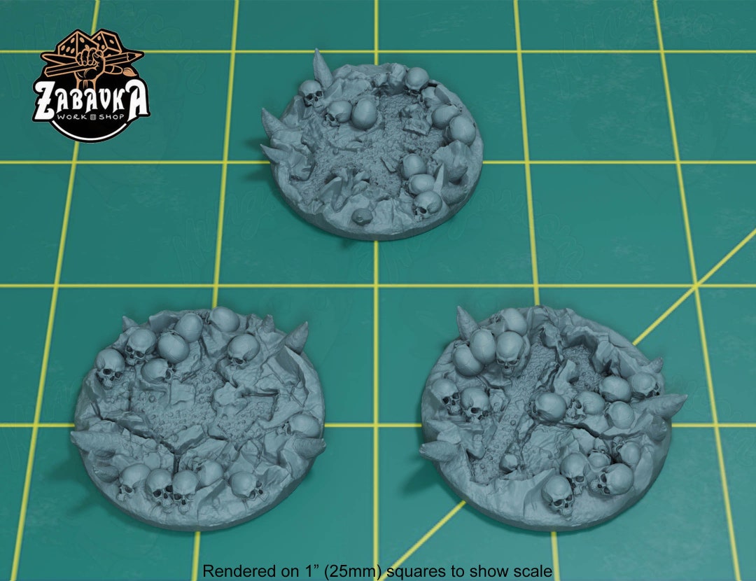 40mm Chaos Skull Base Toppers set of 3 Sculpts by Zabavka Workshop ...