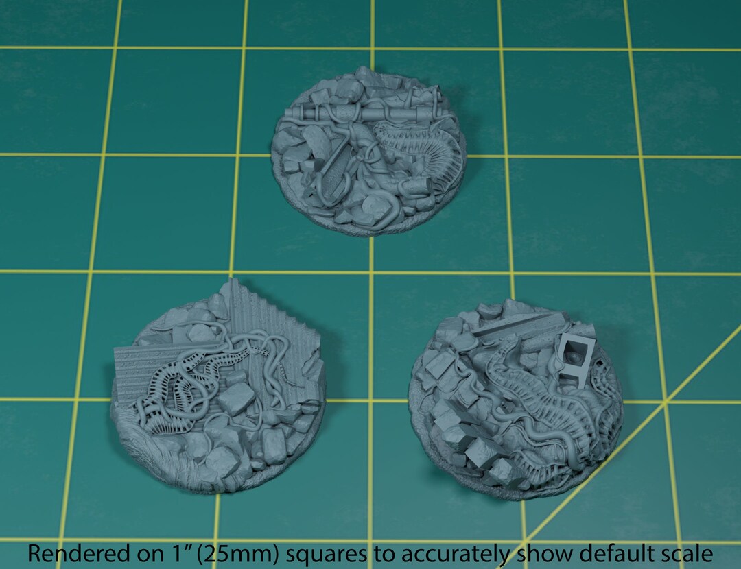40mm Alien Invaded City Ruins Base Toppers set of 3 Sculpts by Zabavka ...