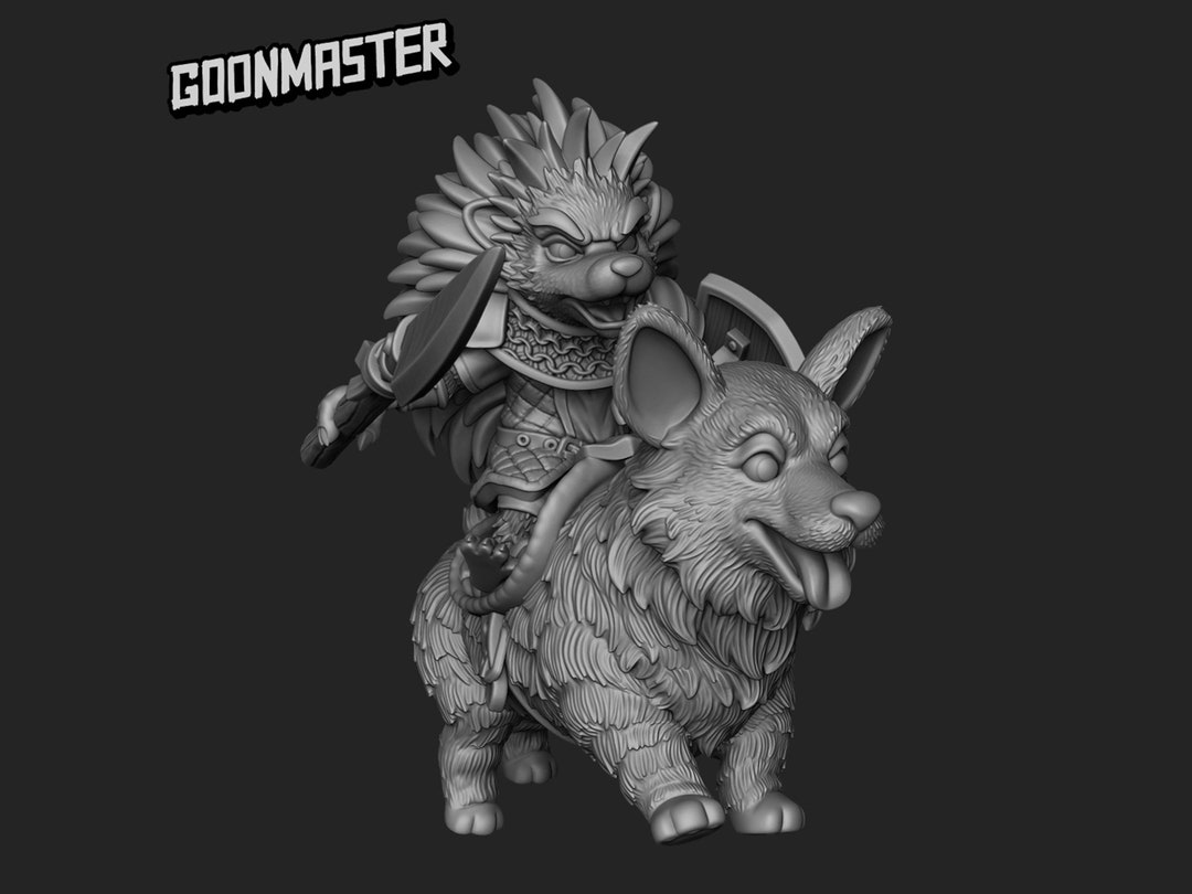 Hedgehog With Spear on Corgi Mount 1 Sculpt by Goonmaster - Etsy