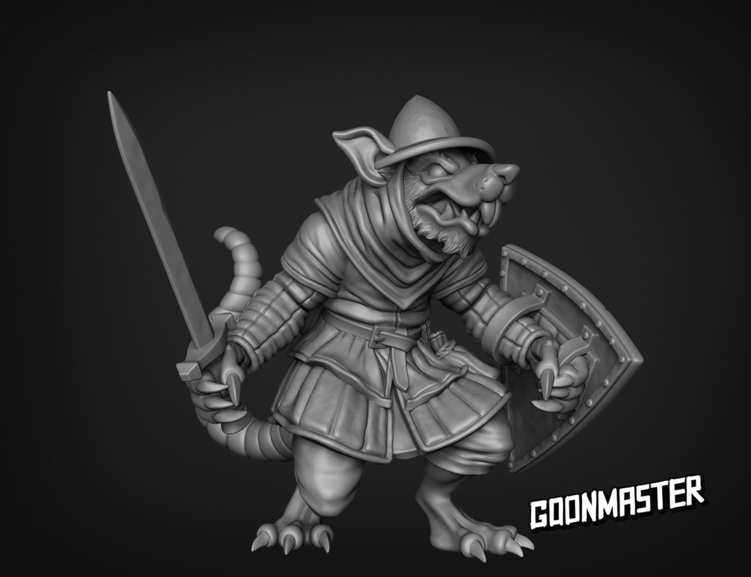 Ratfolk Soldier Miniature #1 | Sculpt by Goonmaster | Fantasy Tabletop ...