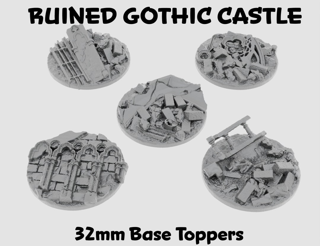 32mm Ruined Gothic Castle Base Toppers set of 5 Sculpts by Zabavka ...