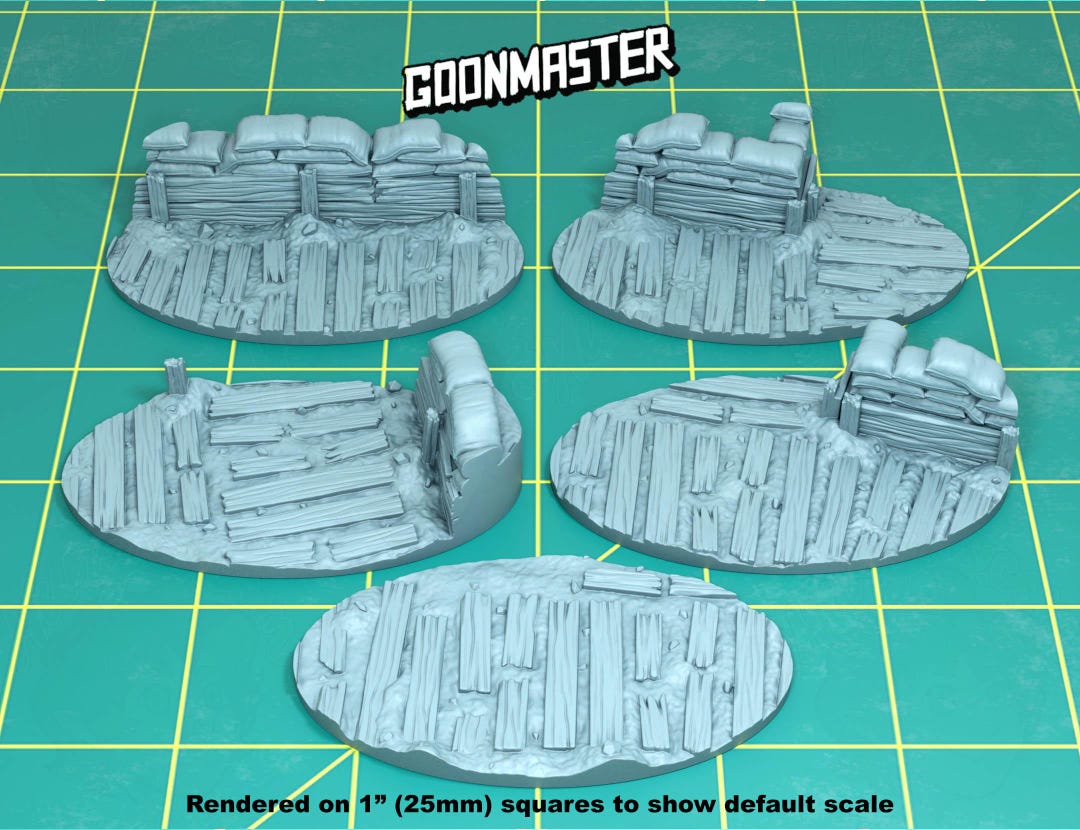 Trench 75mm X 24mm Base Toppers set of 5 Sculpts by Goonmaster Tabletop ...