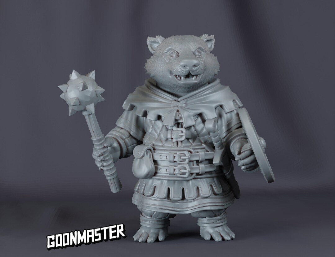 Badger Soldier Miniature With Mace and Shield | Sculpt by Goonmaster ...