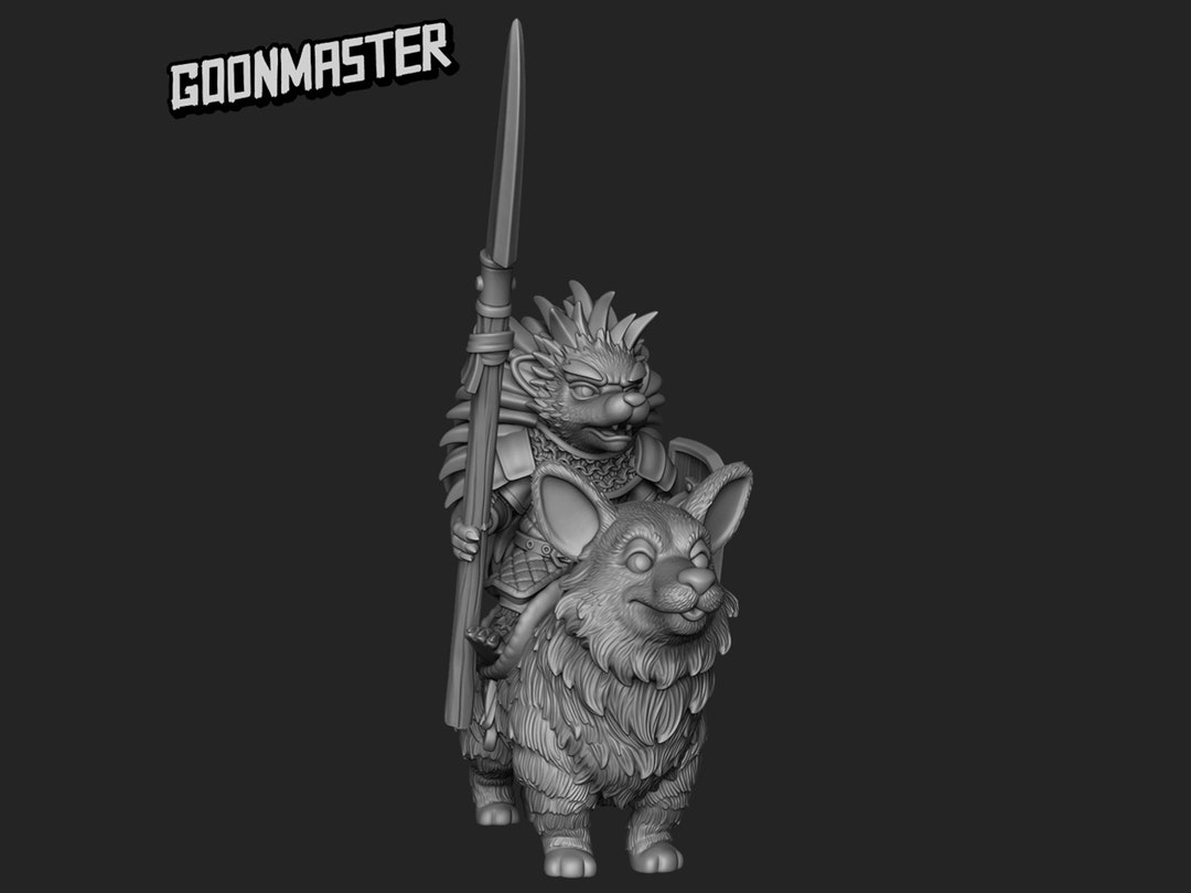 Hedgehog With Spear on Corgi Mount 2 Sculpt by Goonmaster - Etsy
