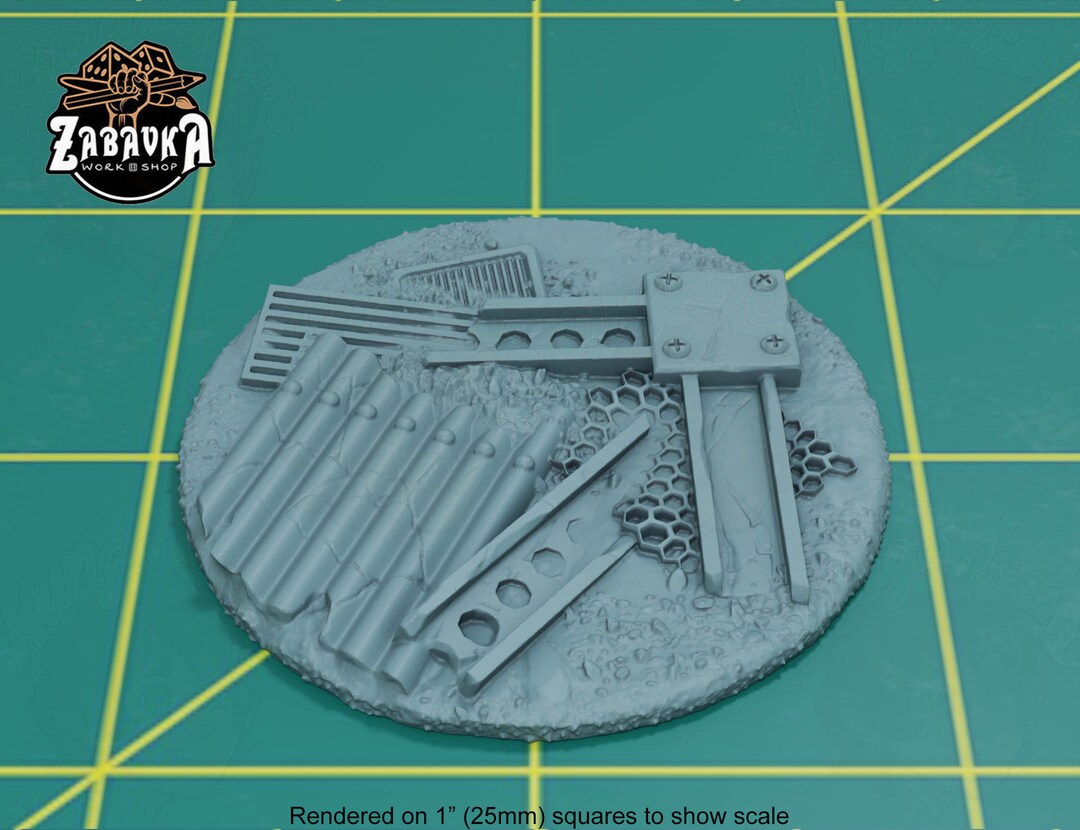 50mm Ork Scrapyard Miniature Base Topper Sculpts by Zabavka Workshop ...