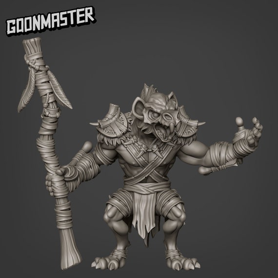 Toys Miniature Toys Gnoll Shaman 32mm Scale TabletopRPG Miniature ...