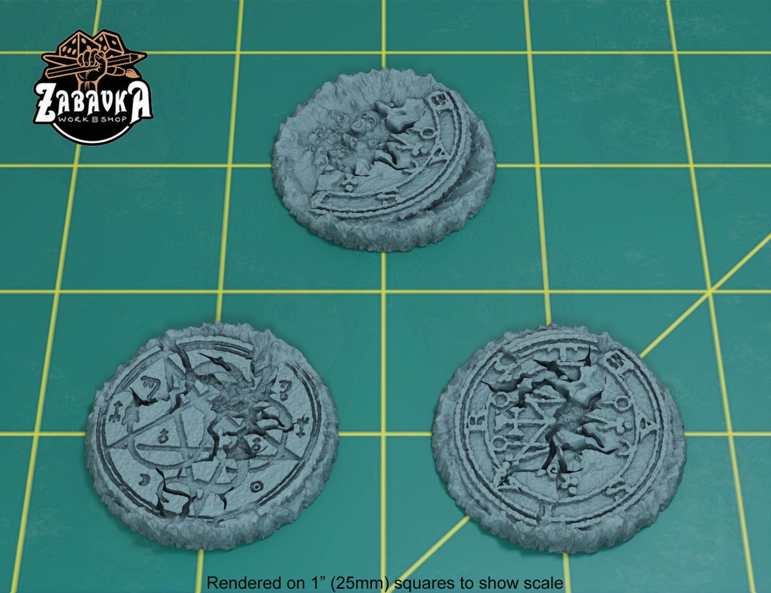 40mm Demon Summoning Base Toppers set of 3 Sculpts by Zabavka Workshop ...