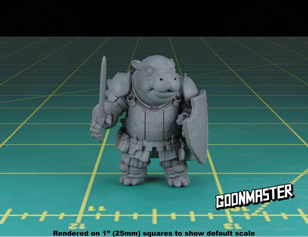 Hippo Knight With Sword and Shield #1 Miniature | Sculpt by Goonmaster ...