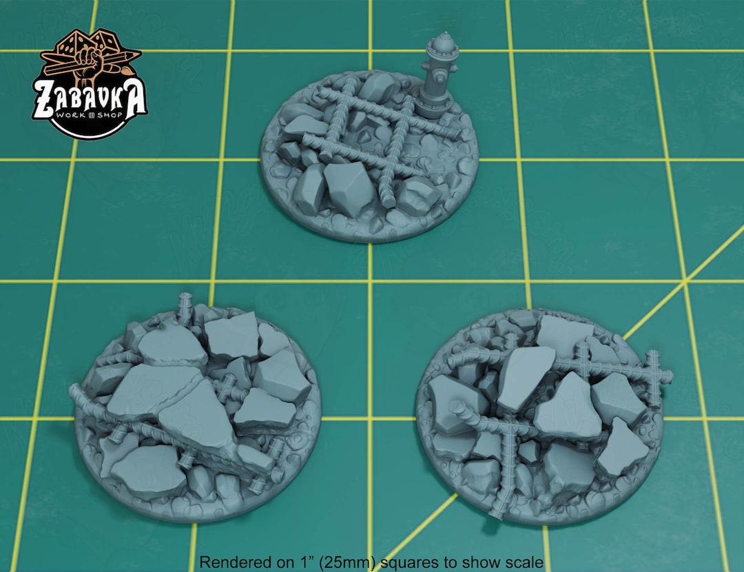 40mm Destroyed City Base Toppers set of 3 Sculpts by Zabavka Workshop ...