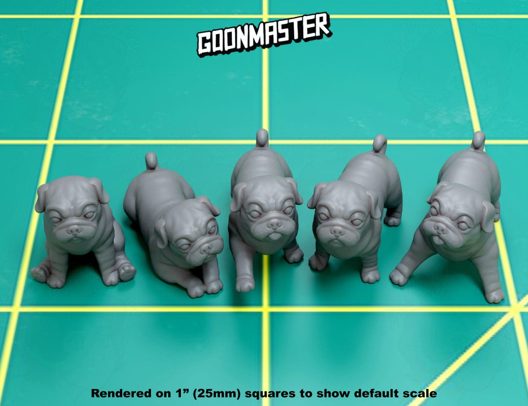 Base Bits - Pugs (5 Bit Pack) | Sculpts by Goonmaster | 32mm Scale ...