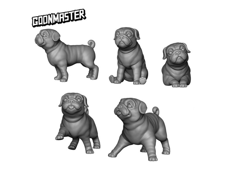 Base Bits - Pug Dogs (5 Bit Pack) | Sculpts by Goonmaster | 32mm Scale ...